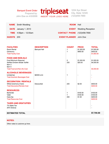 How to Create a Banquet Event Order Template - Tripleseat How to Create a Banquet Event Order Template - Tripleseat
